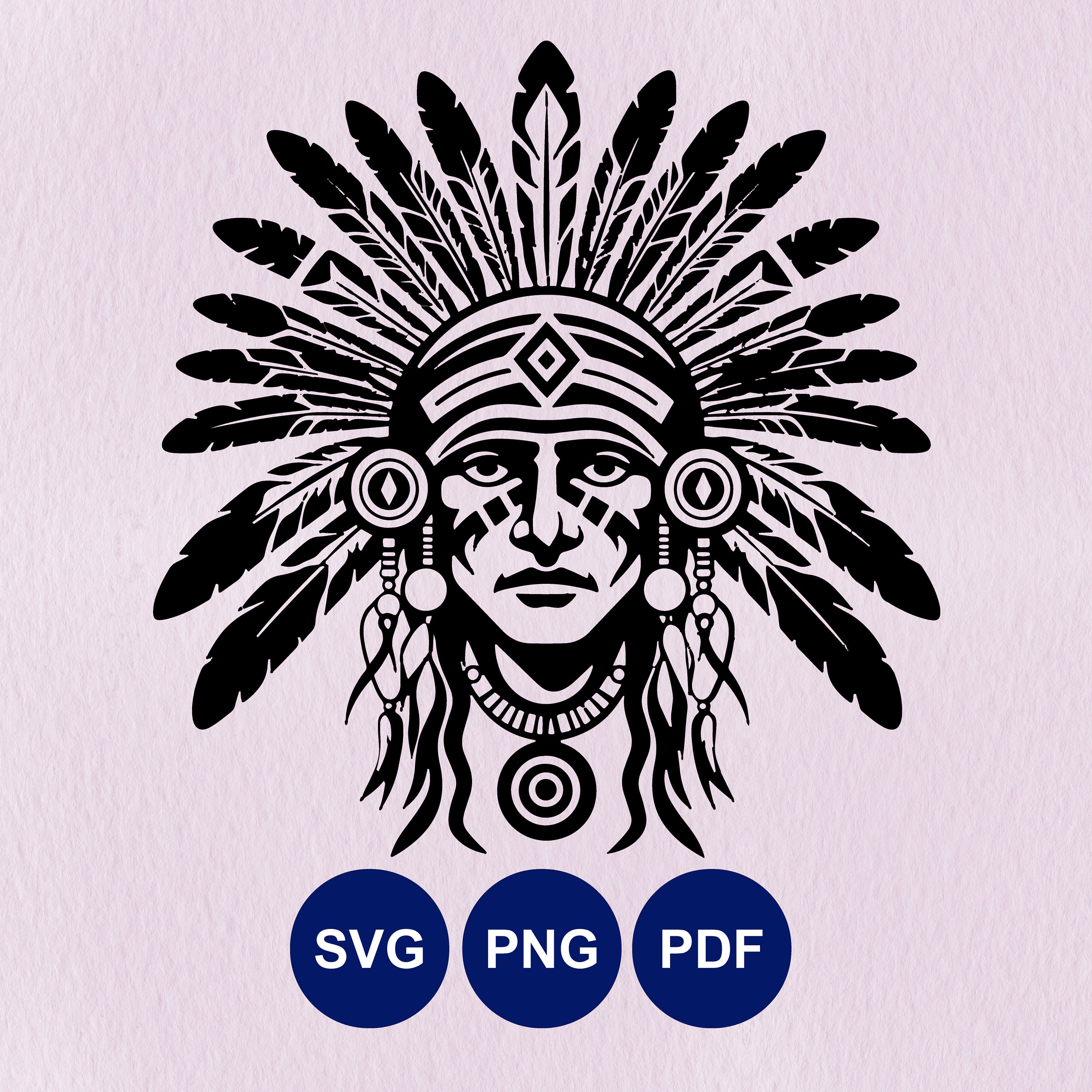 Native Chieftain Mask SVG, Indian American Chief Headdress Cricut SVG ...