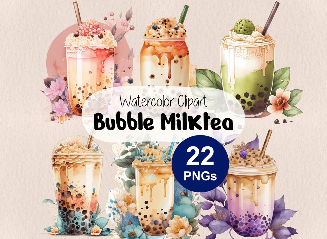 Bubble Tea Clipart, Milk Tea Clipart, Boba Tea Clipart, Bubble Milk Tea ...