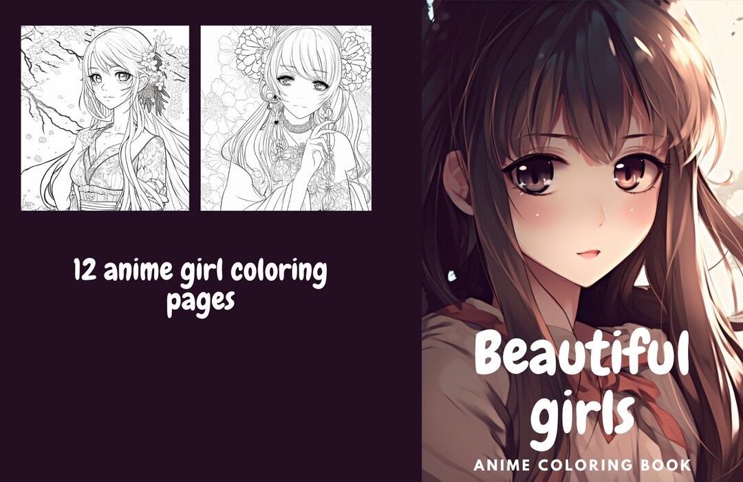 Anime Girls Coloring Book for All Ages Can Be Used With Photoshop ...