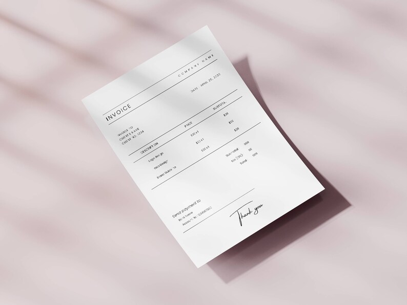 Invoice Template Simple Modern Invoice Small Business Invoice - Etsy