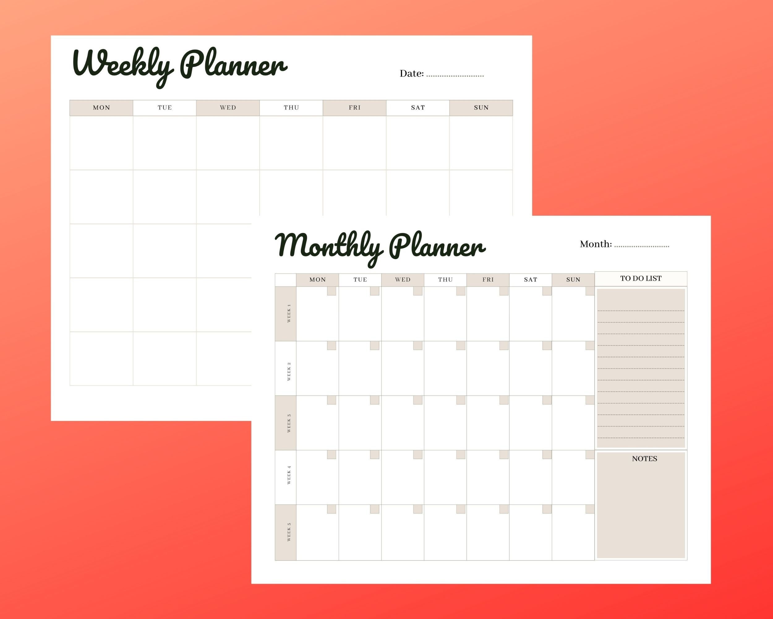 Digital Planner Printable Planner Daily Planner Weekly Planner Monthly ...