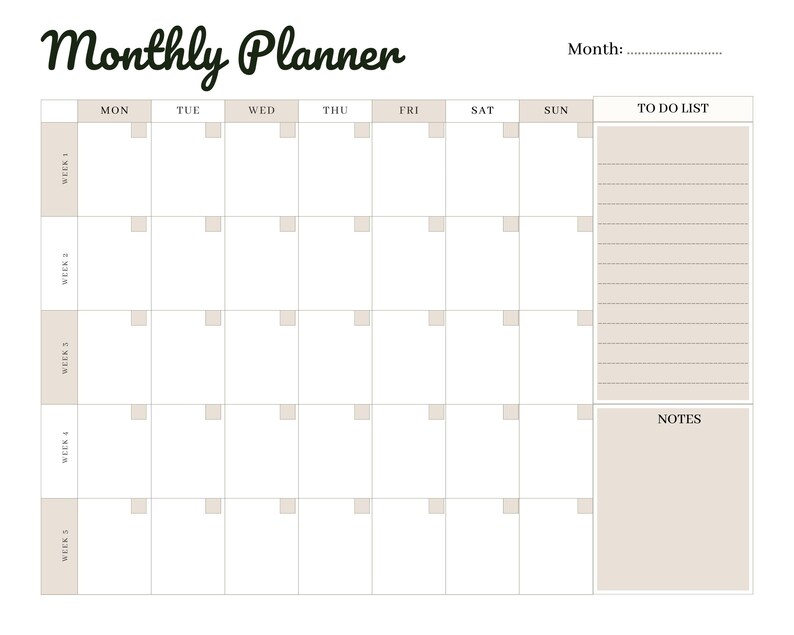 Digital Planner Printable Planner Daily Planner Weekly Planner Monthly ...