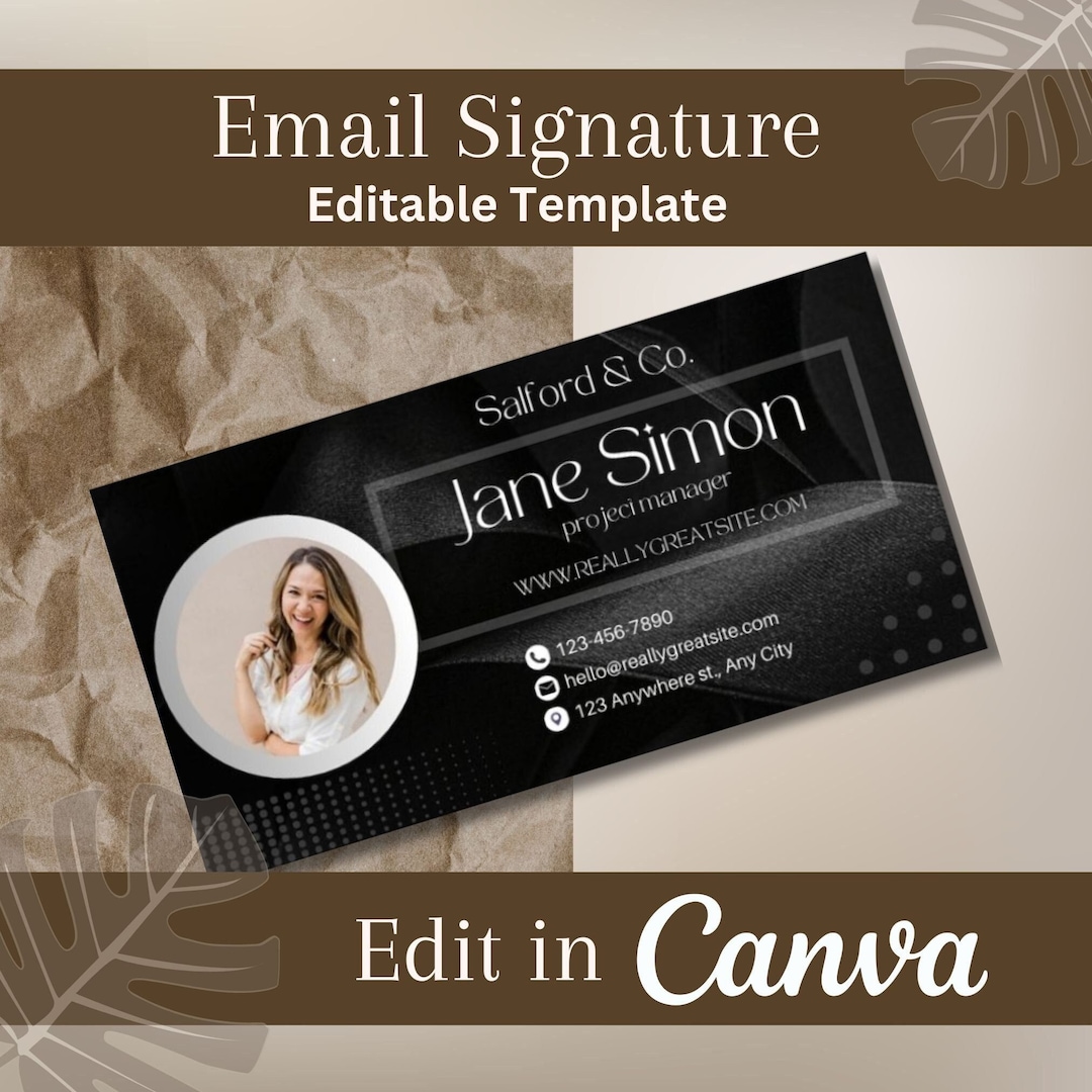Email Signature Template Canva Editable E-mail Signature Template Gmail ...