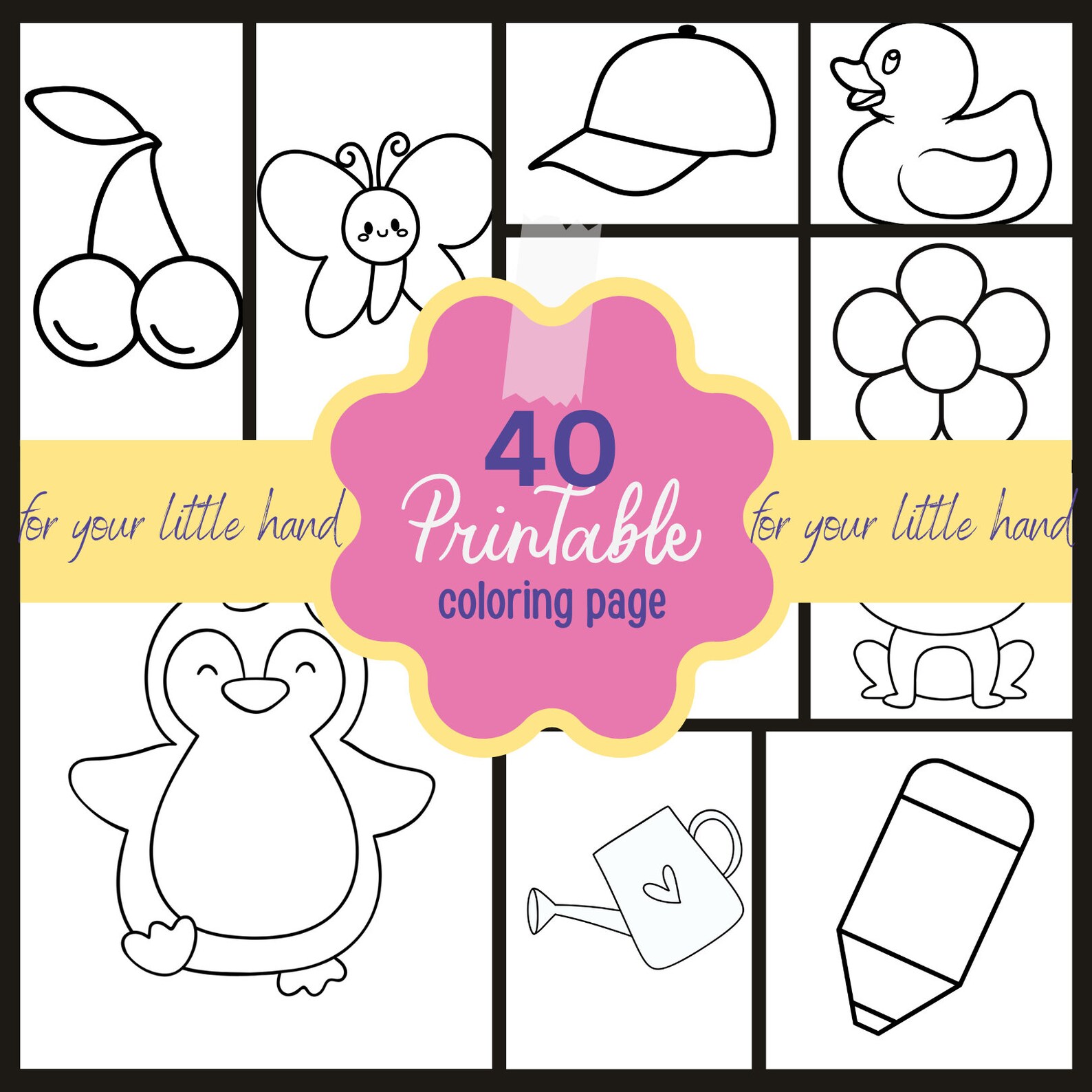 Printable 40 Coloring Pages for Kids, Toddlers, Preschoolers, Coloring ...