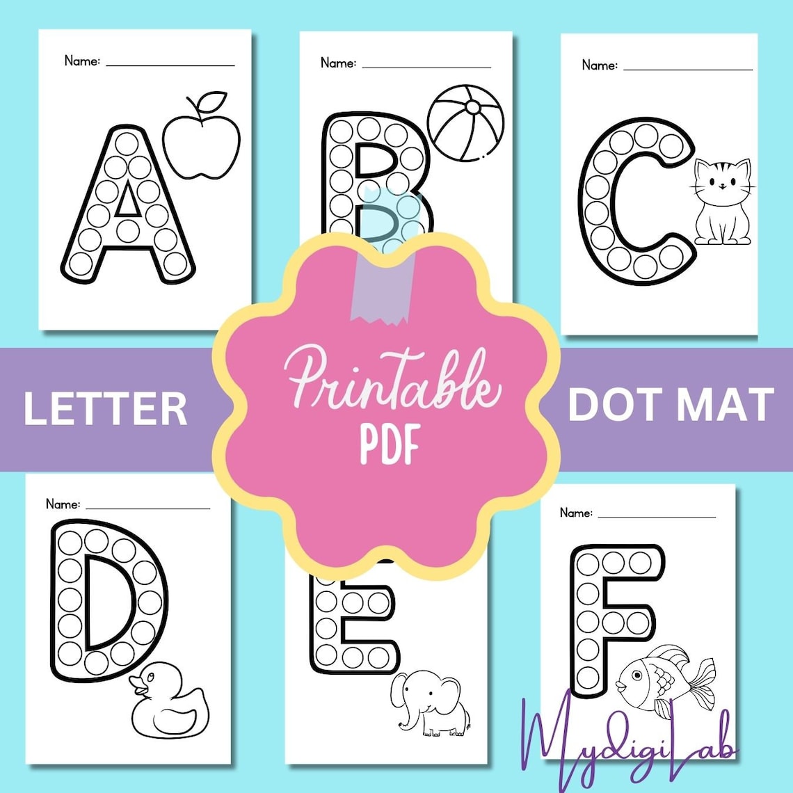 Printable Letters Dot Mat, Fine Motor Skills Activity, Printable ...