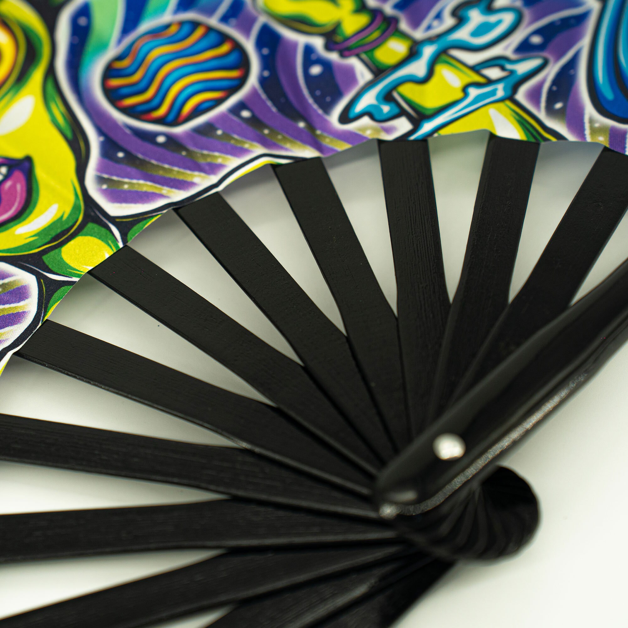 Alien Large Rave Festivals Loud Clack Satin Hand Held Folding Fan for ...