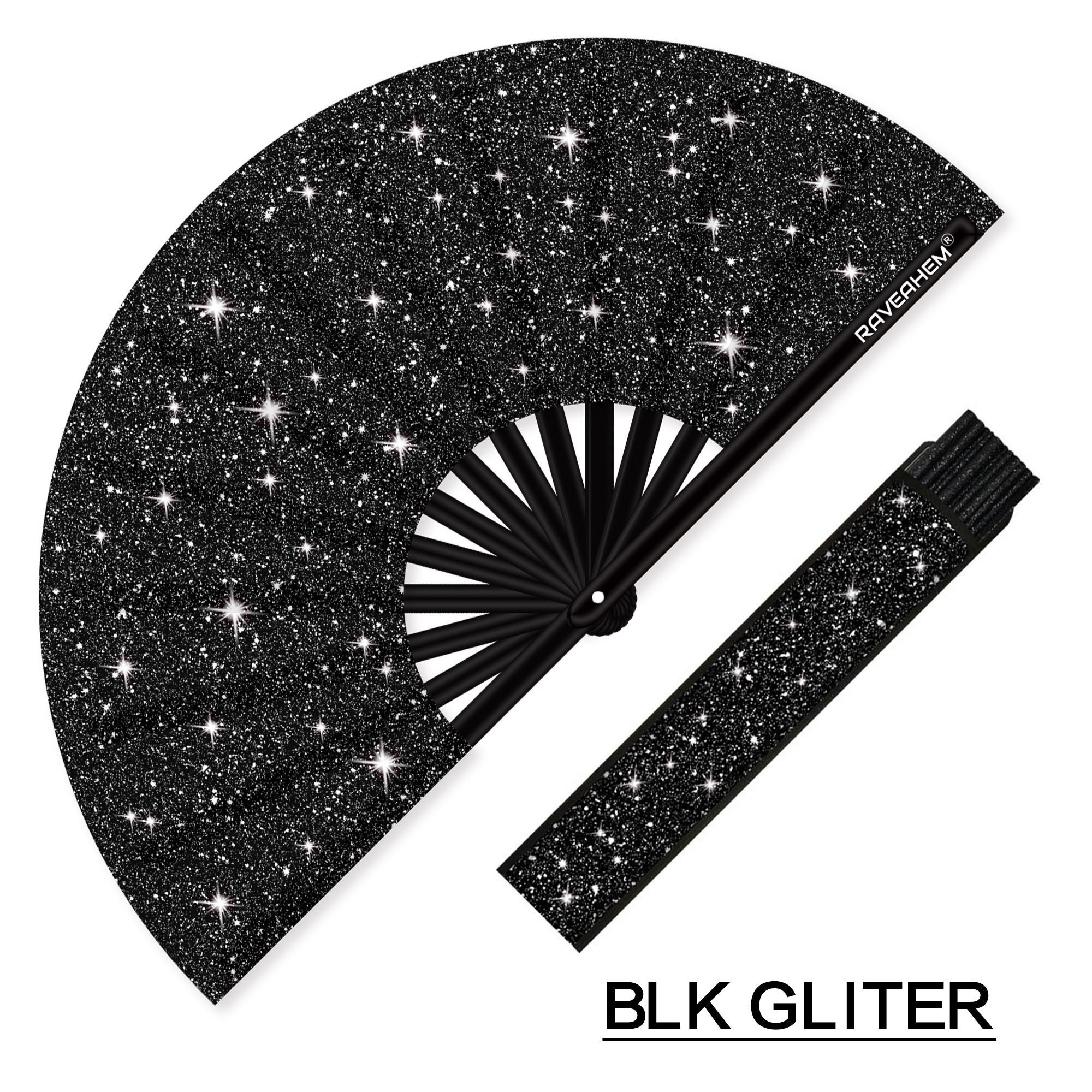 Glitter Large Rave Folding Clack Hand Fan With Holster for - Etsy Canada