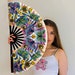 Butterfly Large Rave Festivals Loud Clack Satin Hand Held Folding Fan ...