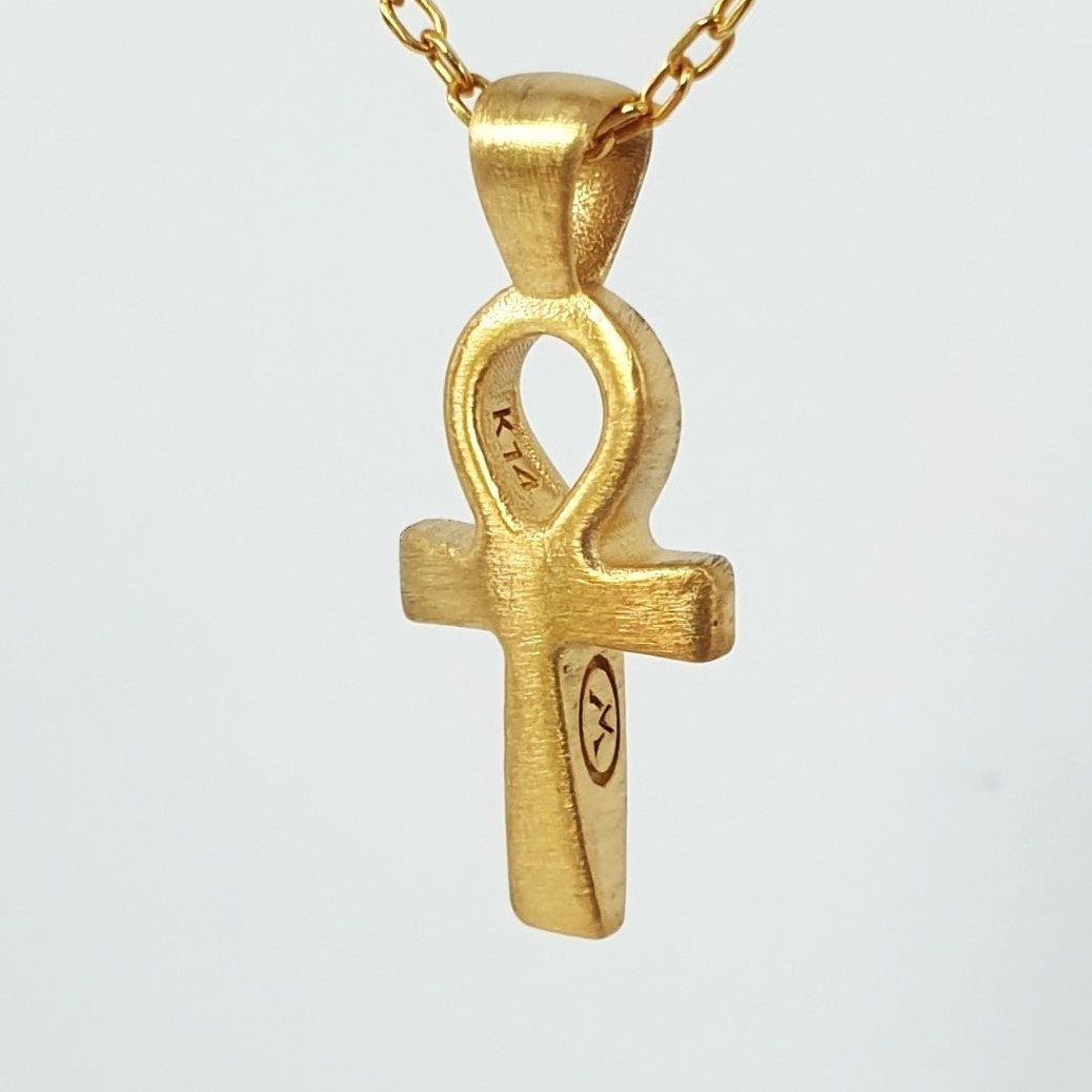 Solid 14k Gold Ankh Pendant Necklace: Minimalist Spiritual Jewelry - Etsy