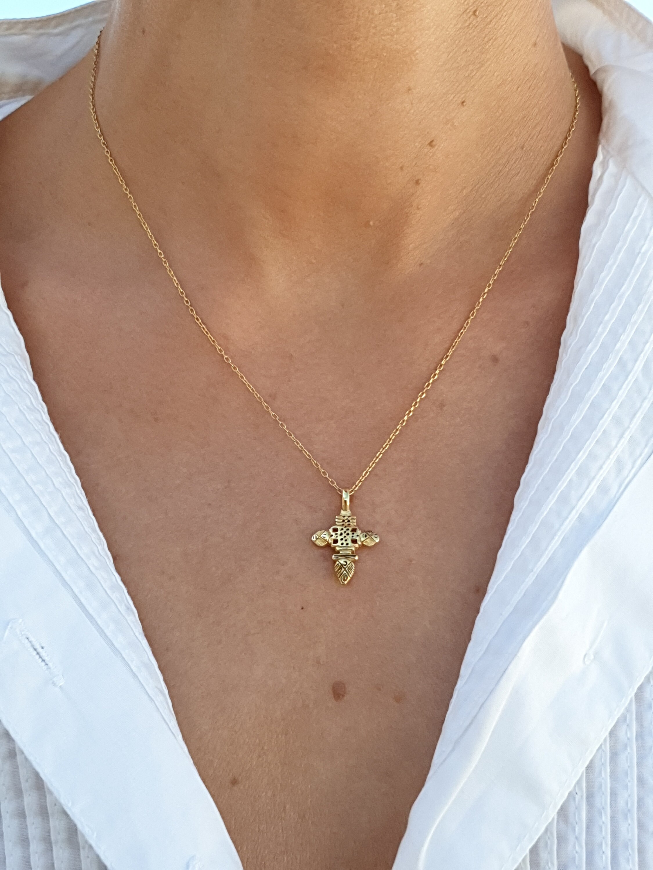 14k Solid Gold Coptic Cross Pendant - Ethiopian Unisex Charm - Etsy