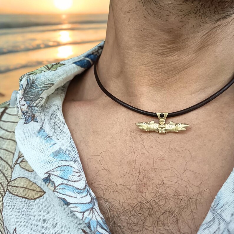 Solid 14k Double Shark Gold Pendant: Good Luck Charm - Etsy