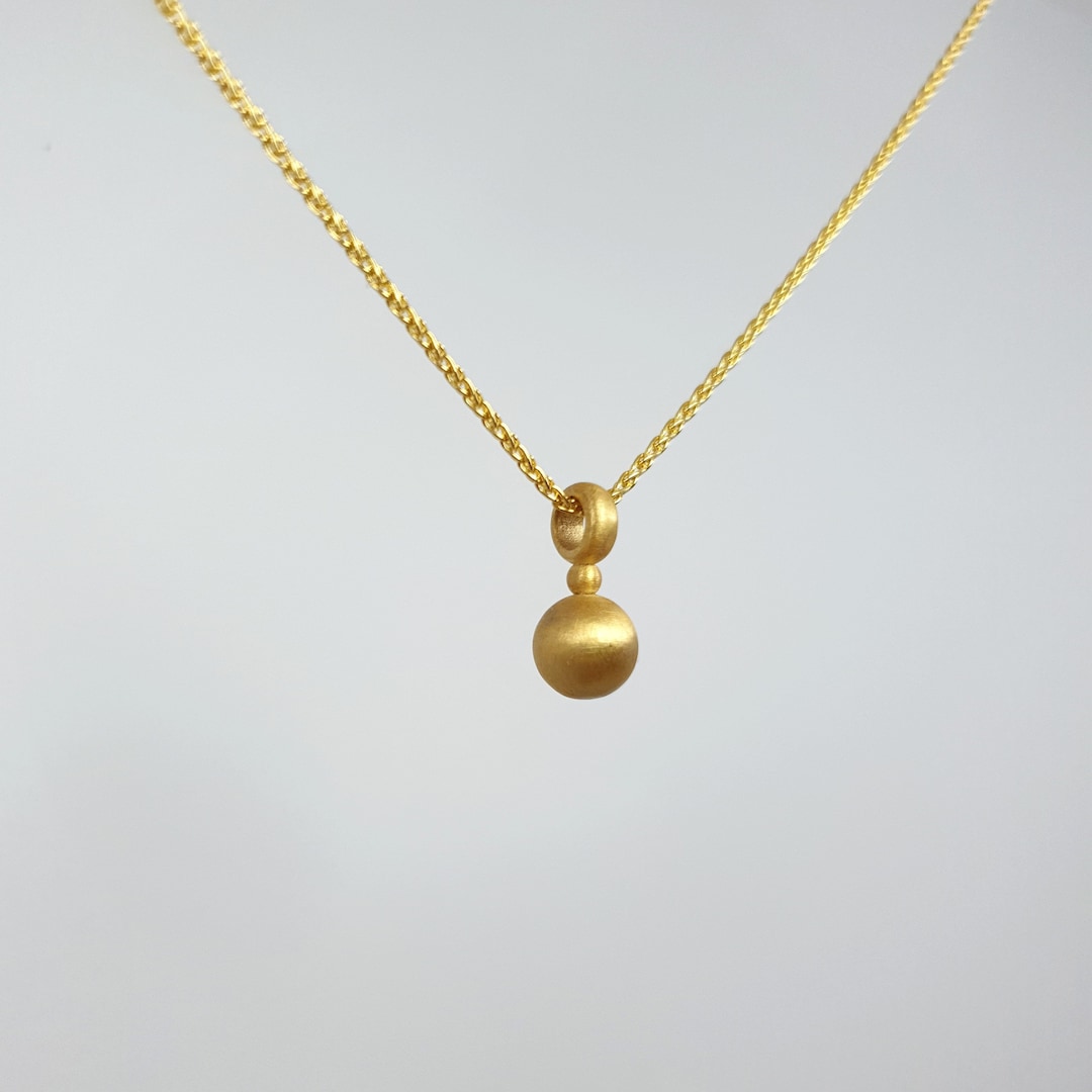14k Solid Gold Sphere Pendant: Minimalist Charm Jewelry - Etsy