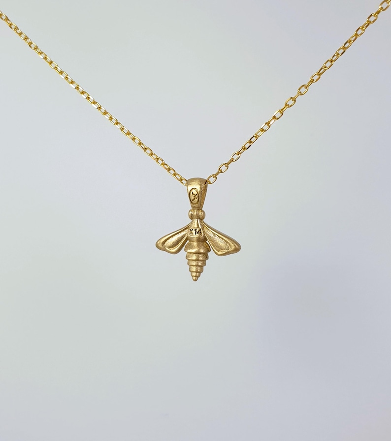 Solid 14k Gold Honey Bee Pendant: Nature Jewelry Gift - Etsy