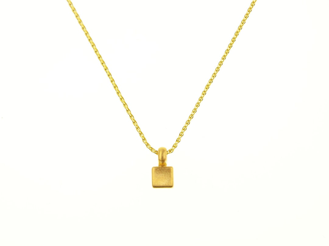14k Solid Gold Cube Pendant Necklace: Minimalist Charm - Etsy UK