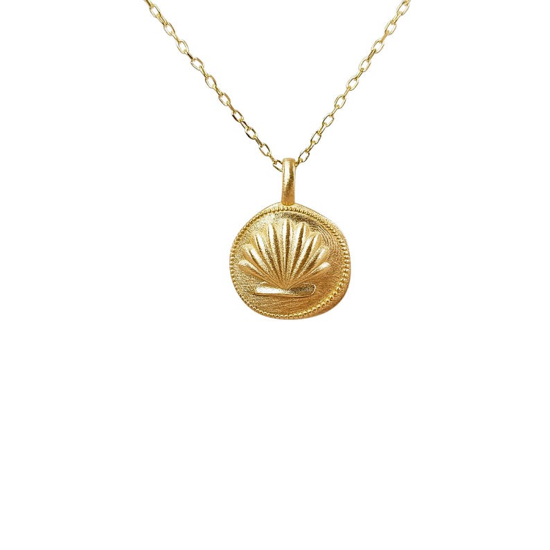 14k Solid Aphrodite Shell Coin Pendant Spirit Nature Charm: Greek ...
