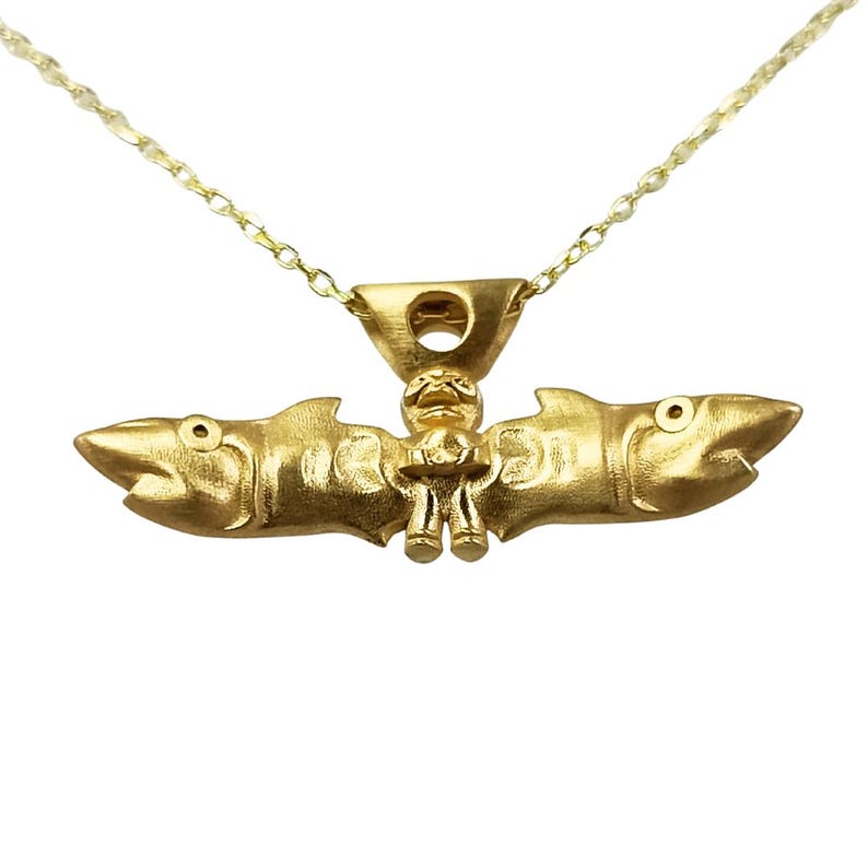 Solid 14k Double Shark Gold Pendant: Good Luck Charm - Etsy