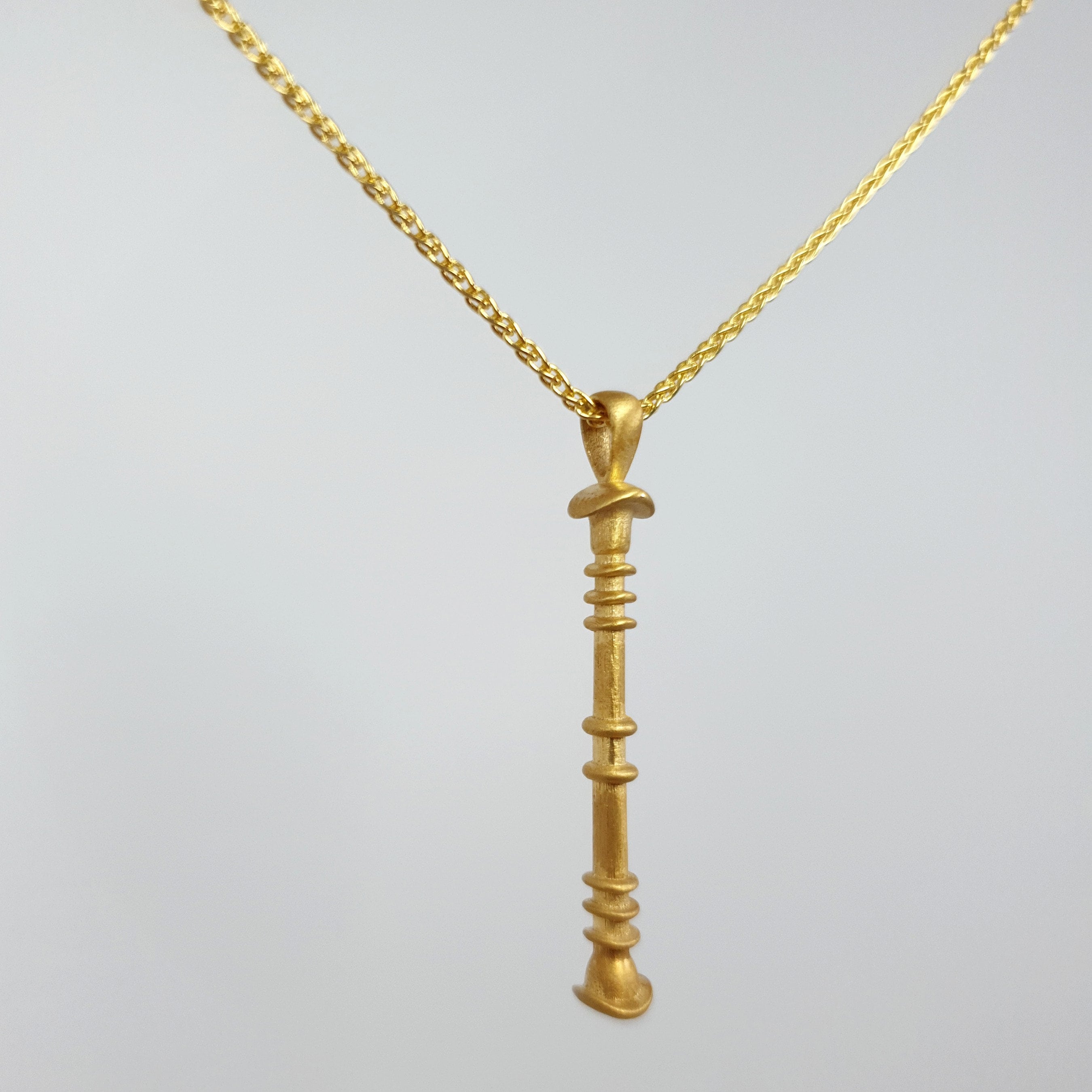 Solid 14K Gold Scepter, 14K Scepter Charm Pendant, Scepter 14K Gold ...