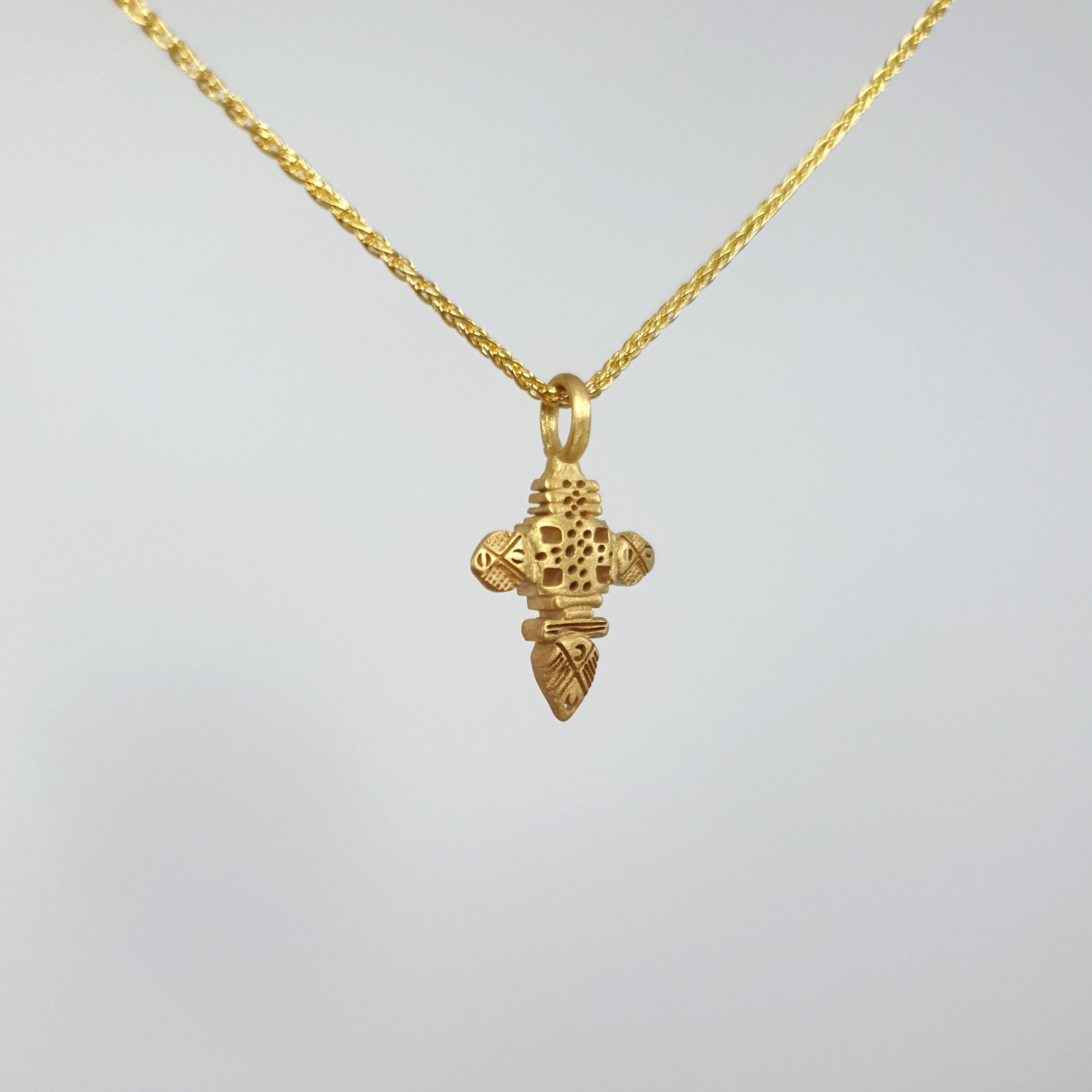 14k Solid Gold Coptic Cross Pendant - Ethiopian Unisex Charm - Etsy