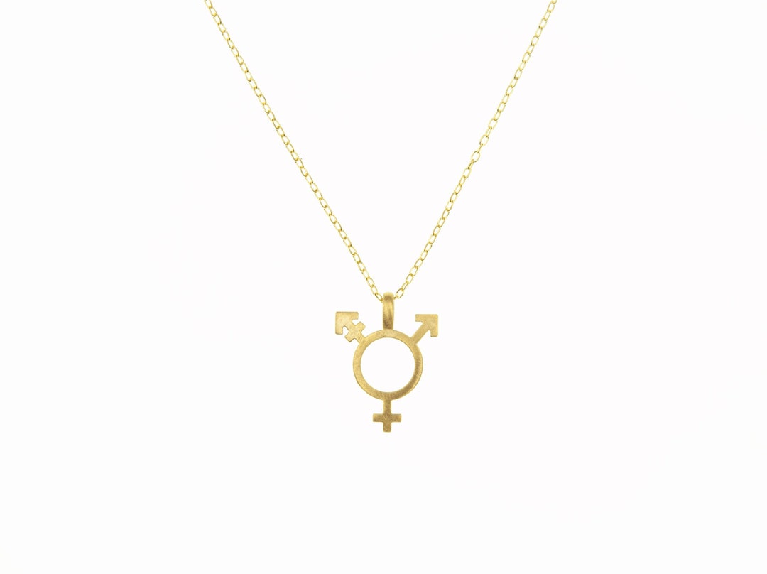 14K Gold Transgender Pride Pendant: Dainty LGBTQ Jewelry - Etsy