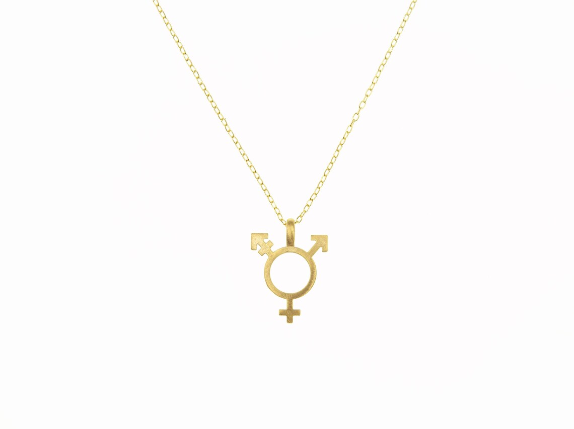 14K Gold Transgender Pride Pendant: Dainty LGBTQ Jewelry - Etsy