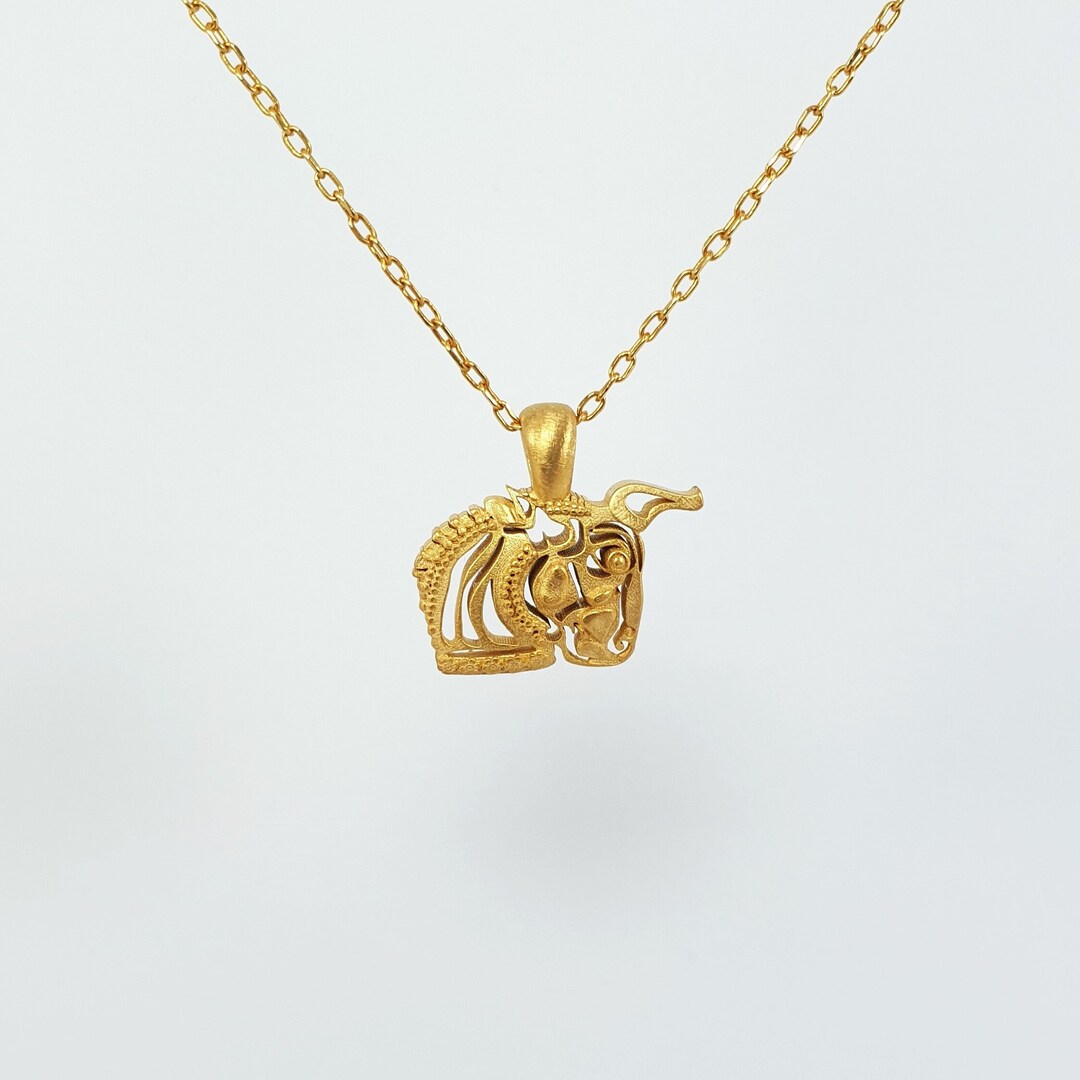 Minotaur 14k 10k Solid Gold Pendant, Taurus Pendant, Bull Pendant ...