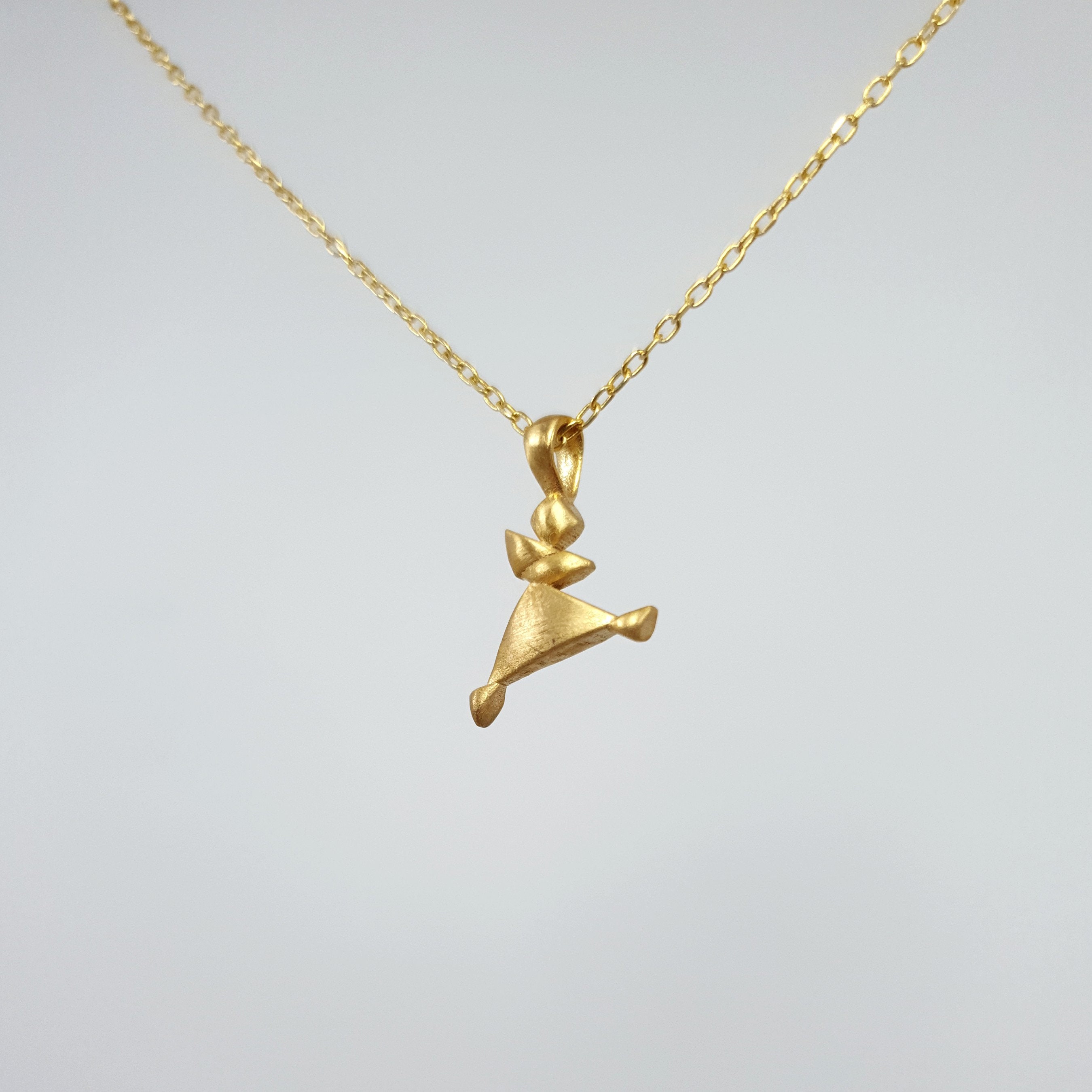 Gold Tangram Necklace Girl Tangram 14K Pendant 14K Charm - Etsy