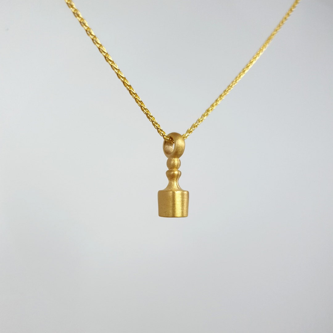 Solid 14k Gold Scale Weight Pendant Necklace: Minimalist Jewelry - Etsy