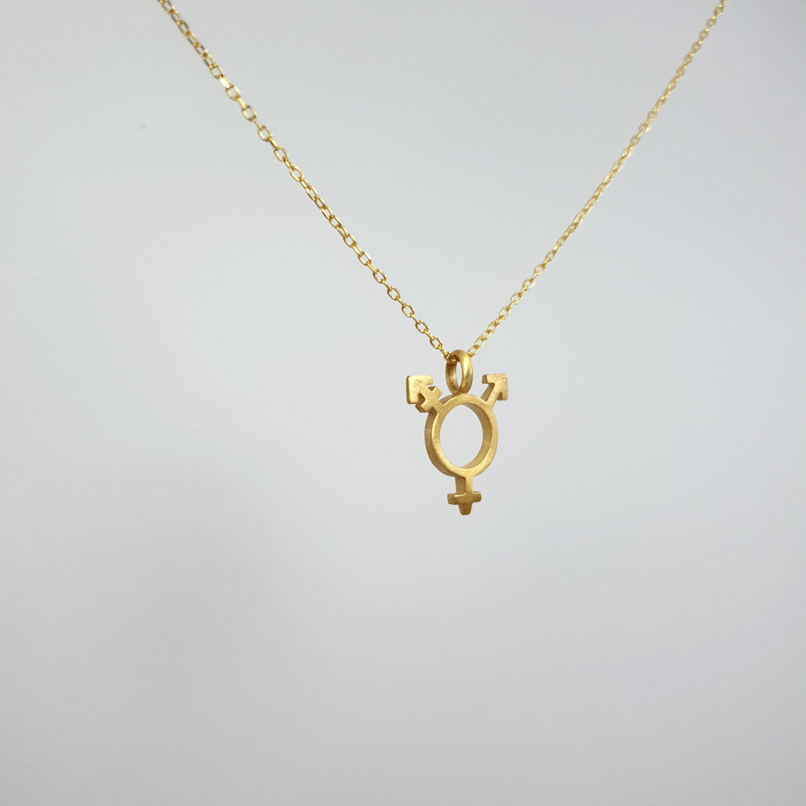 14K Gold Transgender Pride Pendant: Dainty LGBTQ Jewelry - Etsy