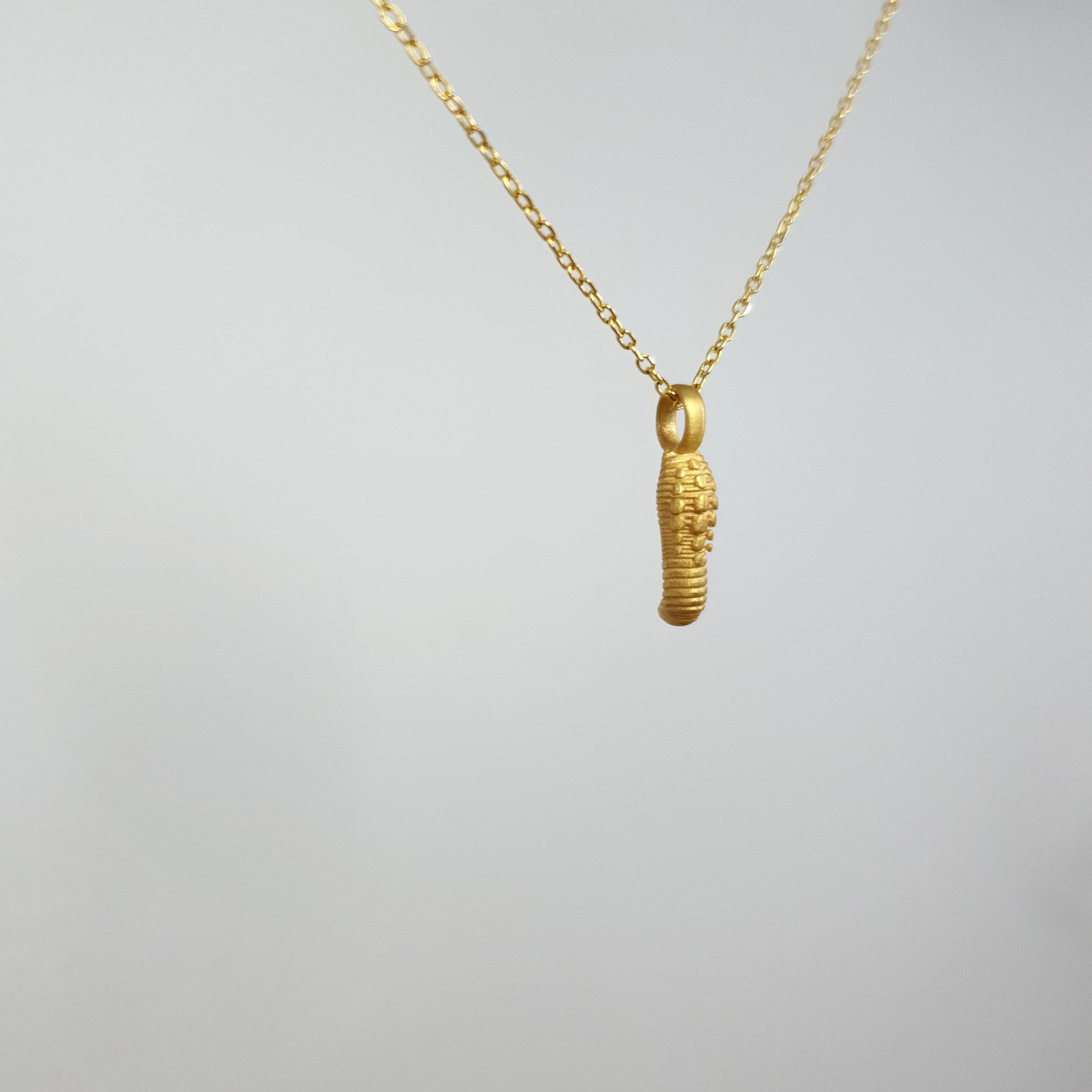 Solid 14K Gold Caterpillar Pendant: Dainty Animal Jewelry - Etsy