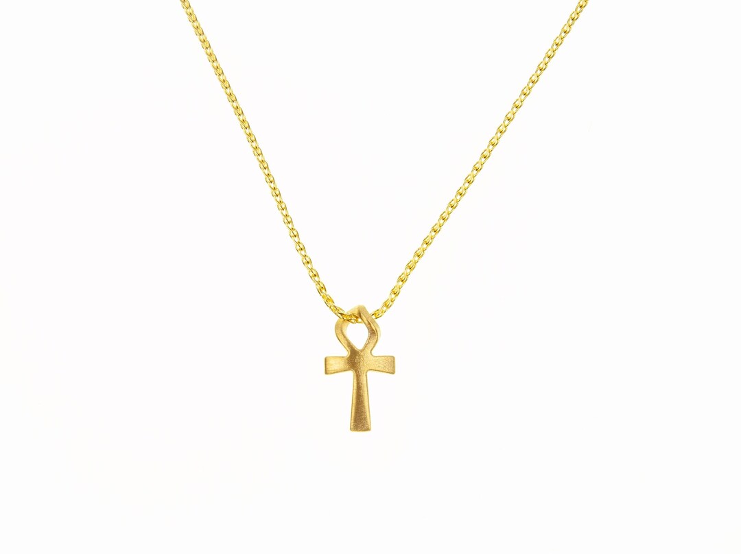Ankh Pendant Solid 14k Gold, Ankh Charm Necklace, Ankh Cross 14K Gold ...
