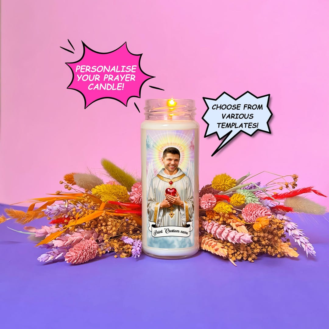 Personalized Prayer Candle: Custom Saint Soy Wax Candle, Funny Novelty ...