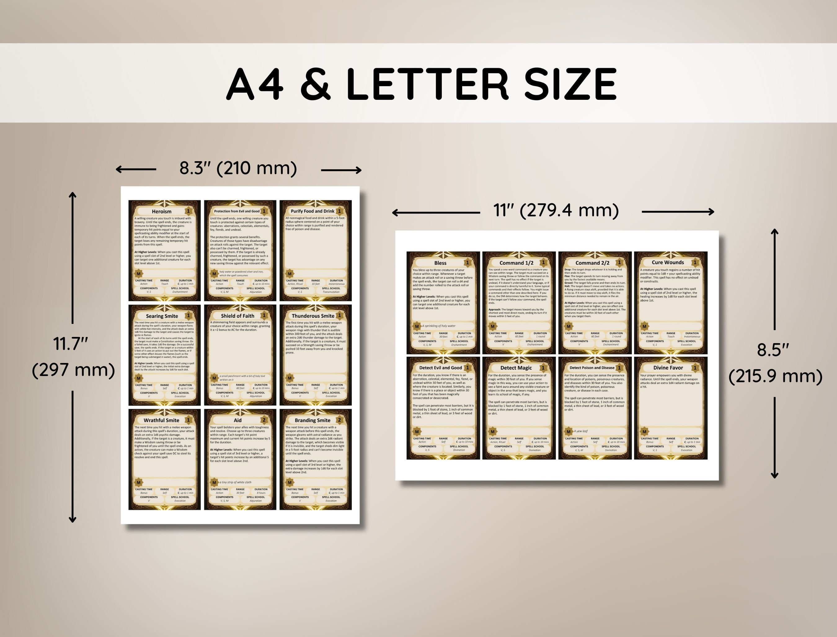 Dnd Spell Cards, Paladin D&D Spellbook Bundle, Dungeons and Dragons ...