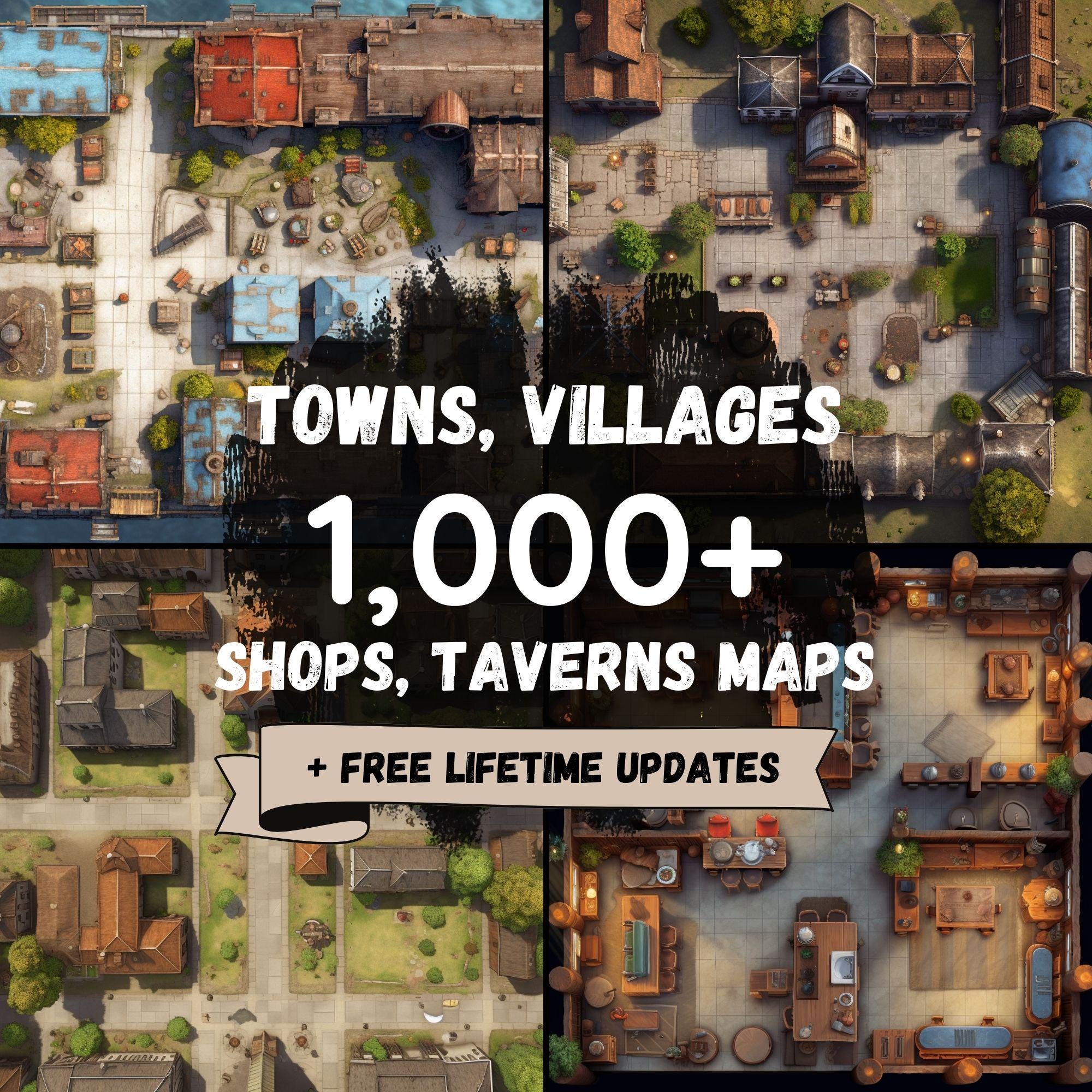 1000+ Towns, Villages, Shops, Taverns Battle Maps: Dnd, VTT Roll20 RPG ...