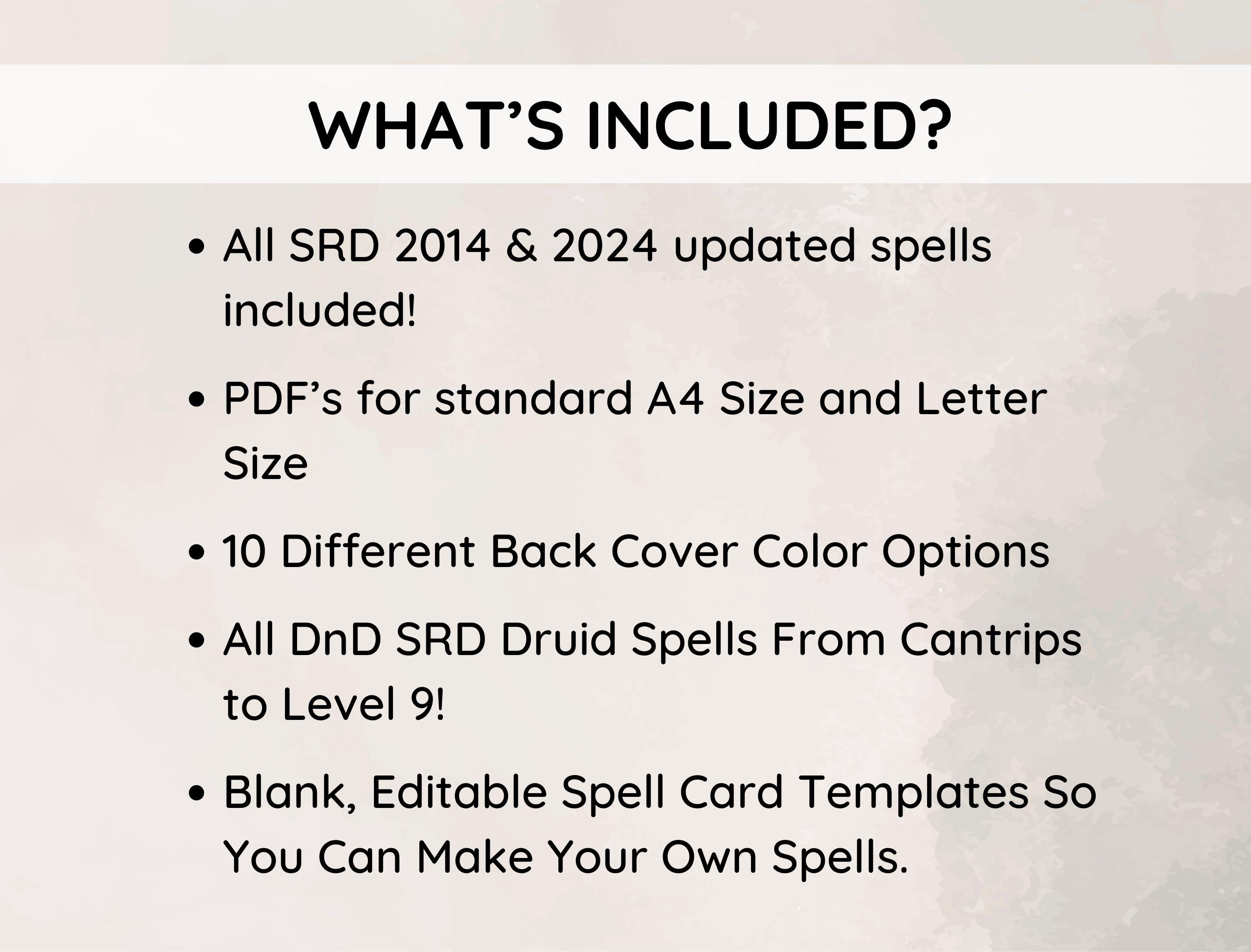 Dnd 5e Druid Spell Cards – 310+ Printable PDF Spellbook (2014 & 2024 ...