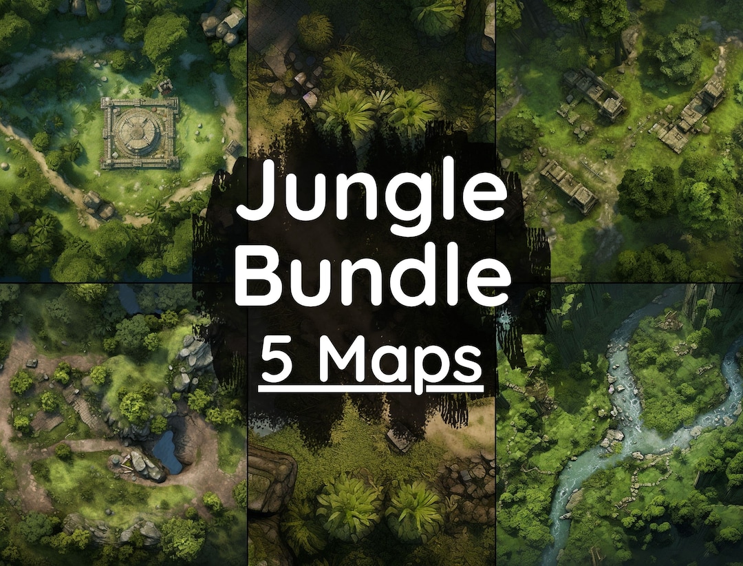 Dnd Jungle Battle Map Bundle, 5 D&D Digital Battlemaps, Dungeons and Dragons Battle Maps, Roll20 ...