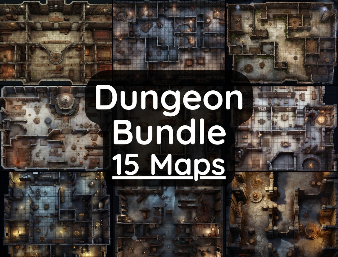 Dungeon Battle Map Bundle: 15 RPG Maps for Dnd 5e Roll20, Fantasy ...