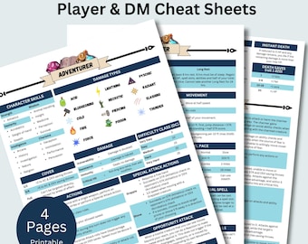 Printable Dungeons and Dragons Player Cheat Sheet - Dnd 5e - Player Guide - RPG - Digital ...