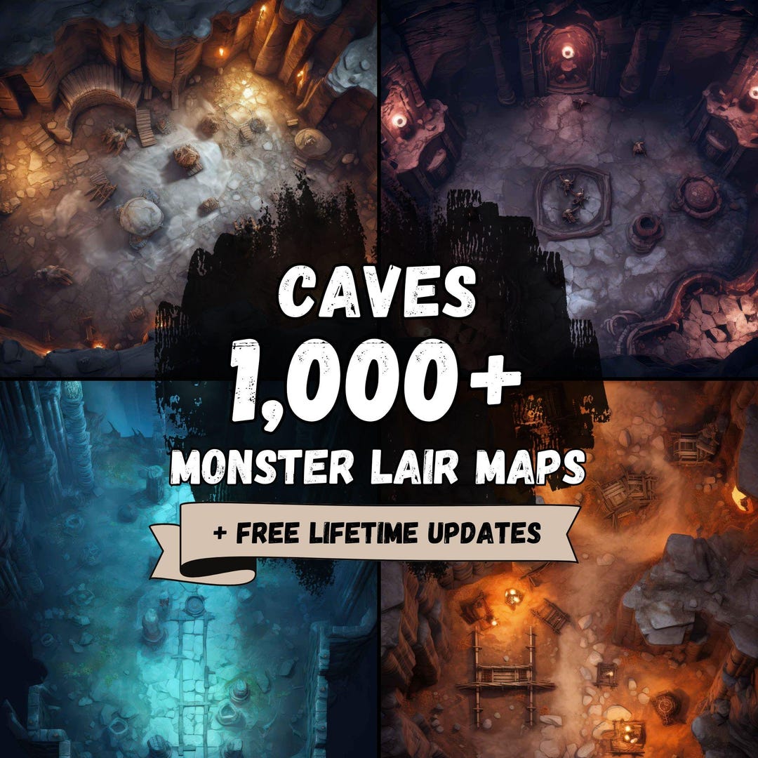 1000+ Dnd Caves & Monster Lair Battlemaps, Dungeons and Dragons ...