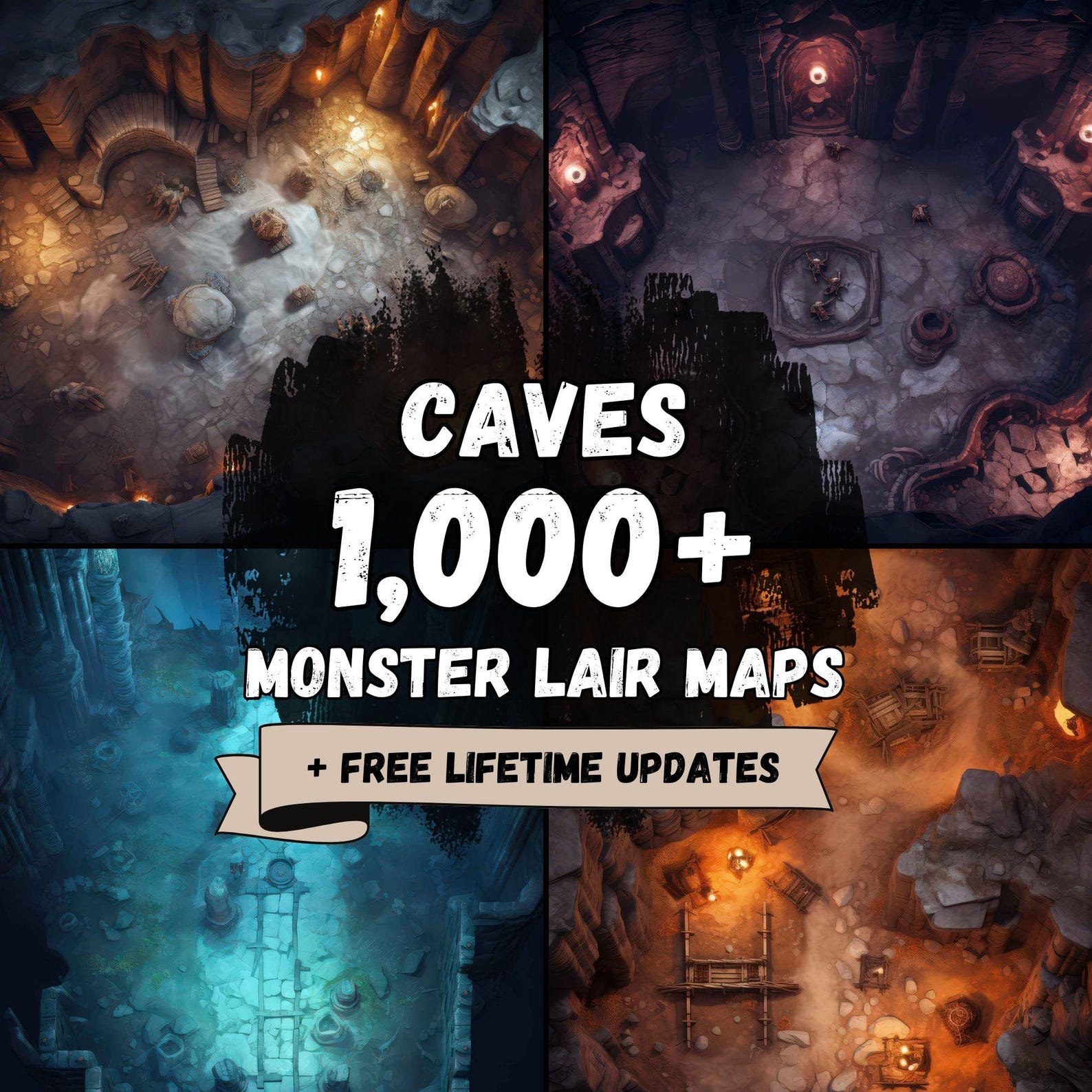 1000+ Dnd Caves & Monster Lair Battlemaps, Dungeons and Dragons ...