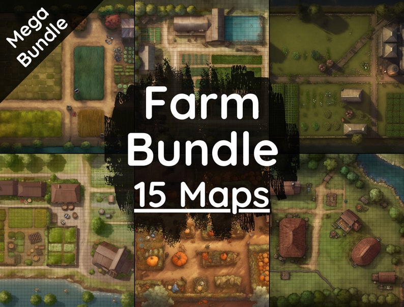Dnd Farm Battle Map Mega Bundle, 15 D&D Digital Battlemaps, Dungeons ...