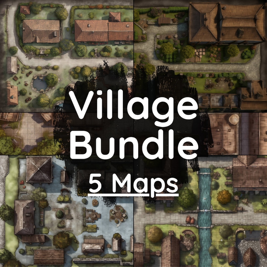 Dnd Town Village Battle Map Bundle, 5 D&D Digital Battlemaps, Dungeons ...
