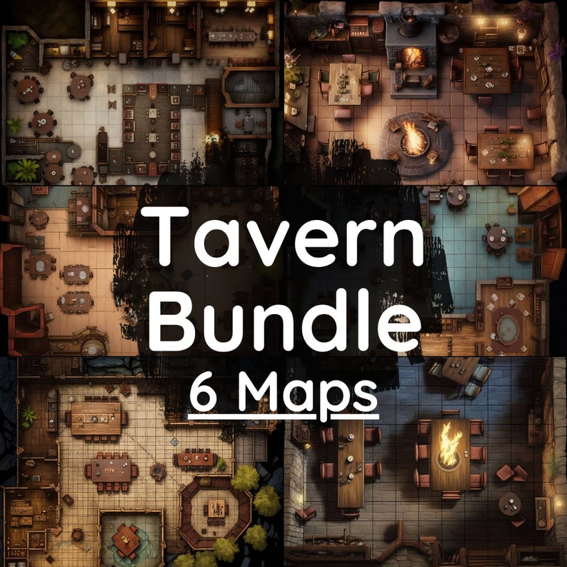 Dnd Tavern Battle Map Bundle, 6 D&D Digital Battlemaps, Dungeons and ...