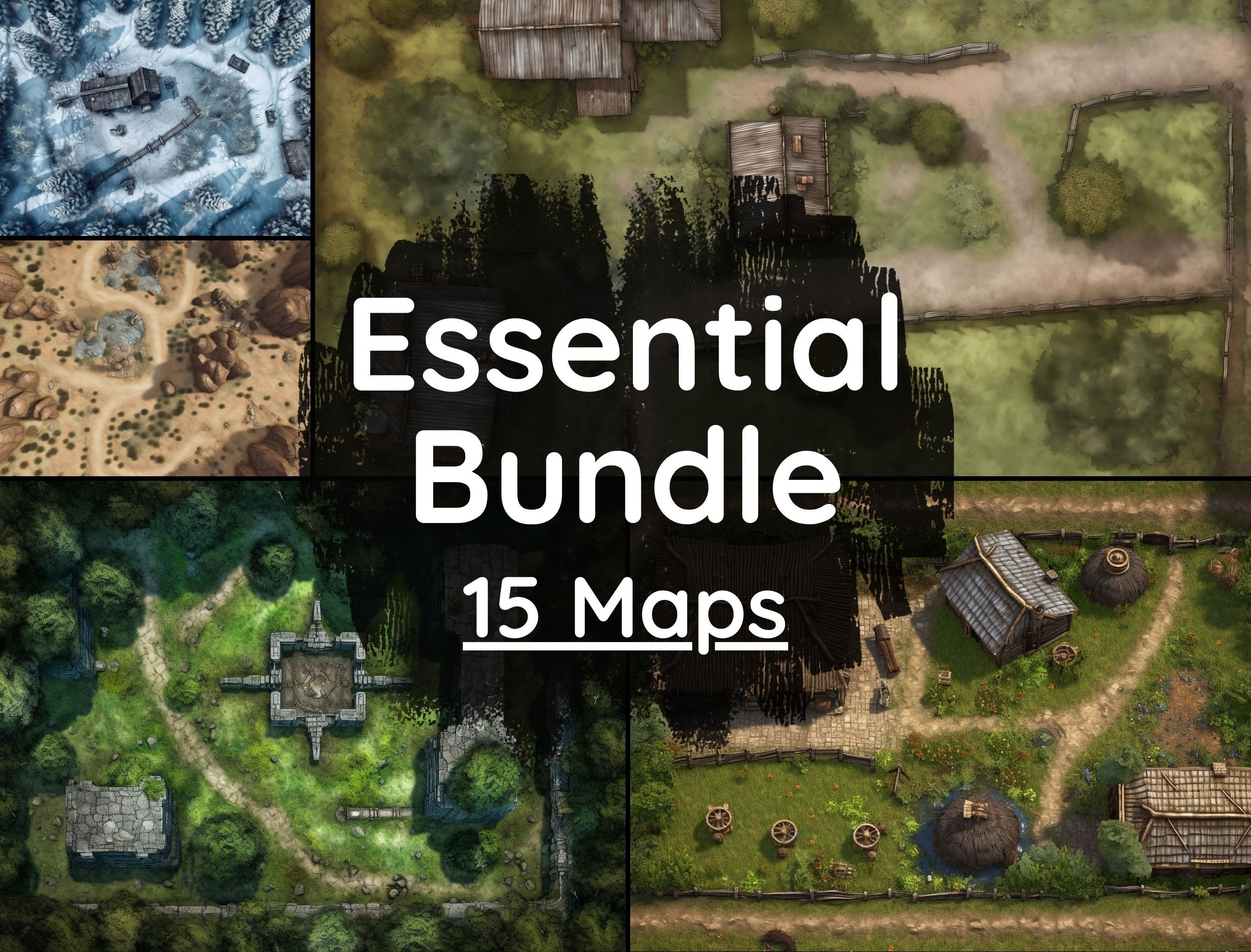 Dnd Essential Battlemap Bundle, 15 D&D Battle Maps, Dungeons and Dragons Digital Battle Maps ...