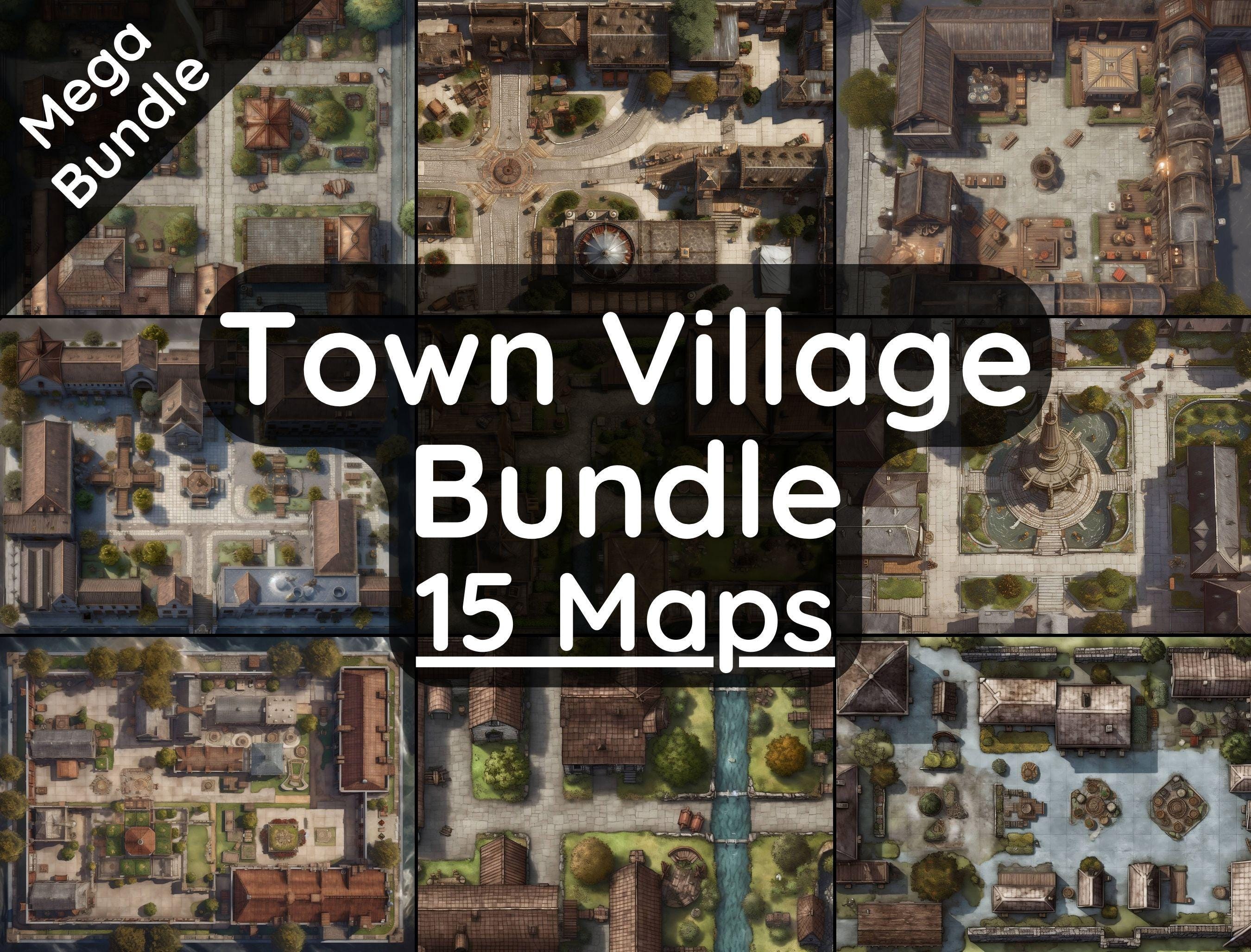 Town & Village Battle Maps Bundle – 15 Digital Maps for Dnd 5e, Roll20 ...