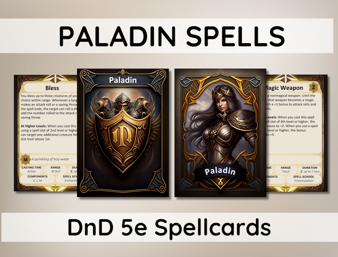 Dnd Spell Cards, Paladin D&D Spellbook Bundle, Dungeons and Dragons ...