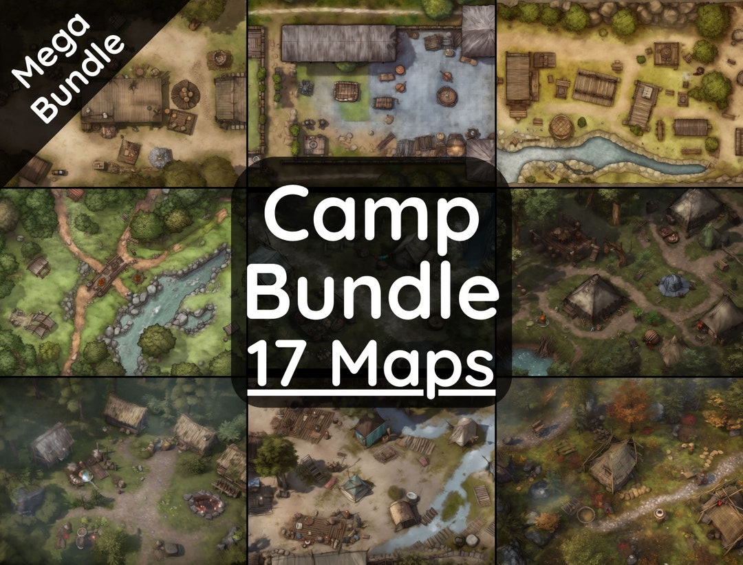 Dnd Camp Encounter Battle Map Mega Bundle, 17 D&D Digital Battlemaps ...