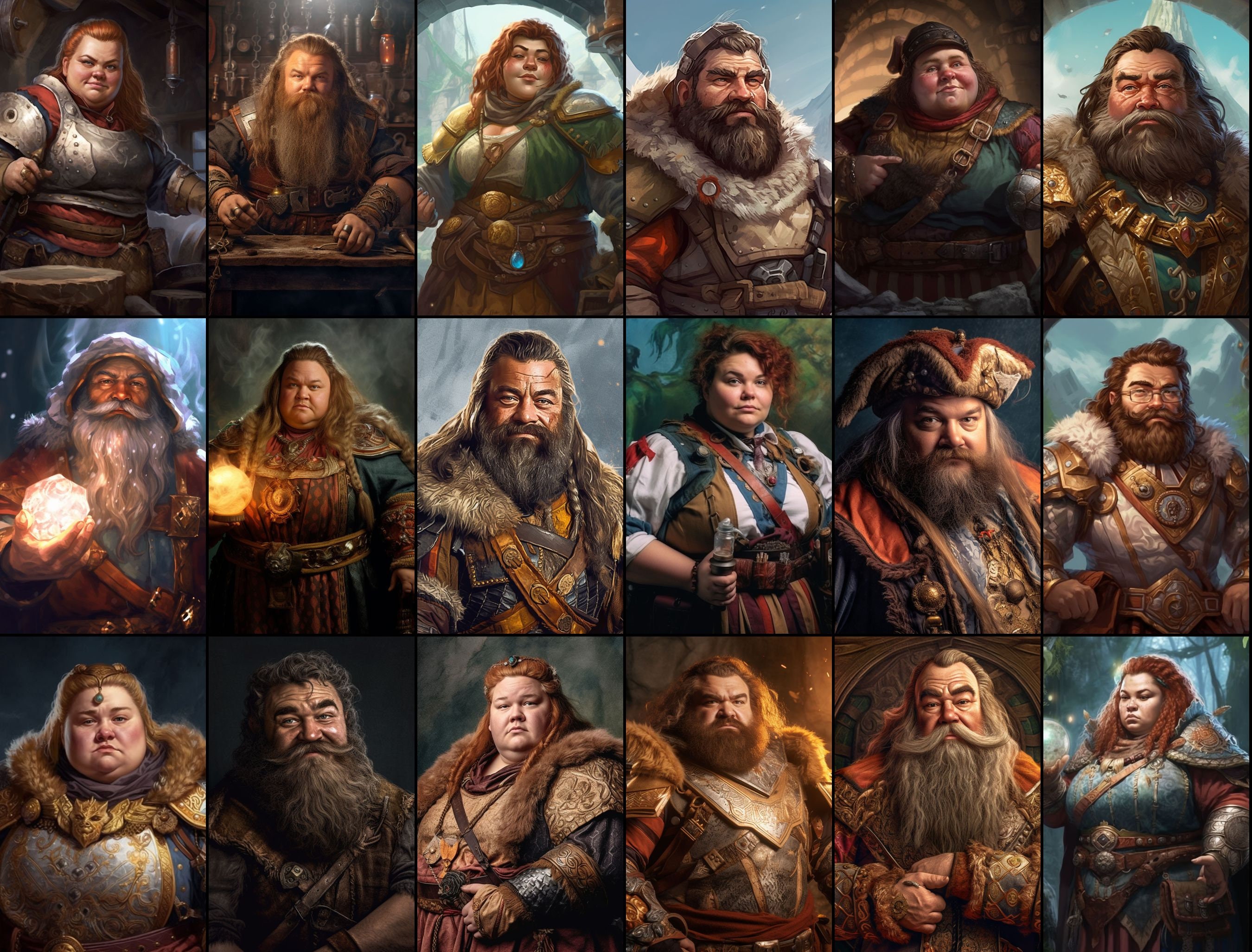 Dnd 60 Dwarf Character Portrait Art Bundle, D&D Pictures, Player ...