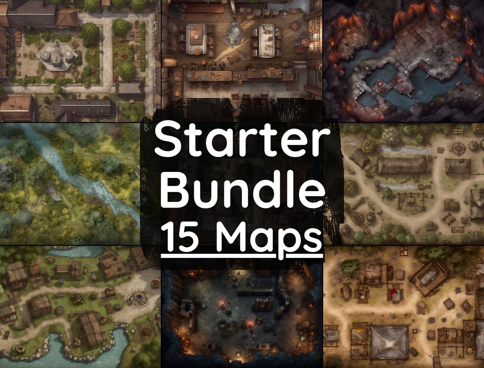DnD Starter Map Bundle, 15 D&D Maps, Dungeons and Dragons Digitale Maps ...