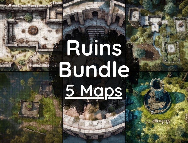 Dnd Ruins Encounter Battle Map Bundle, 5 D&D Digital Battlemaps ...