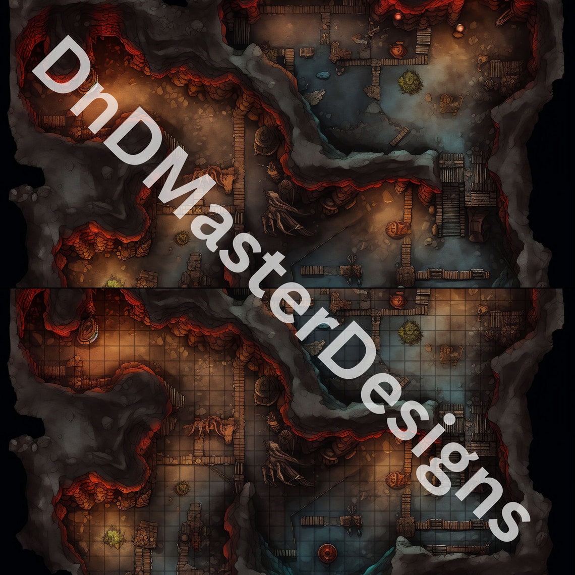 Dnd Cave Battle Map Bundle 5 D&D Digital Battlemaps Dungeons - Etsy